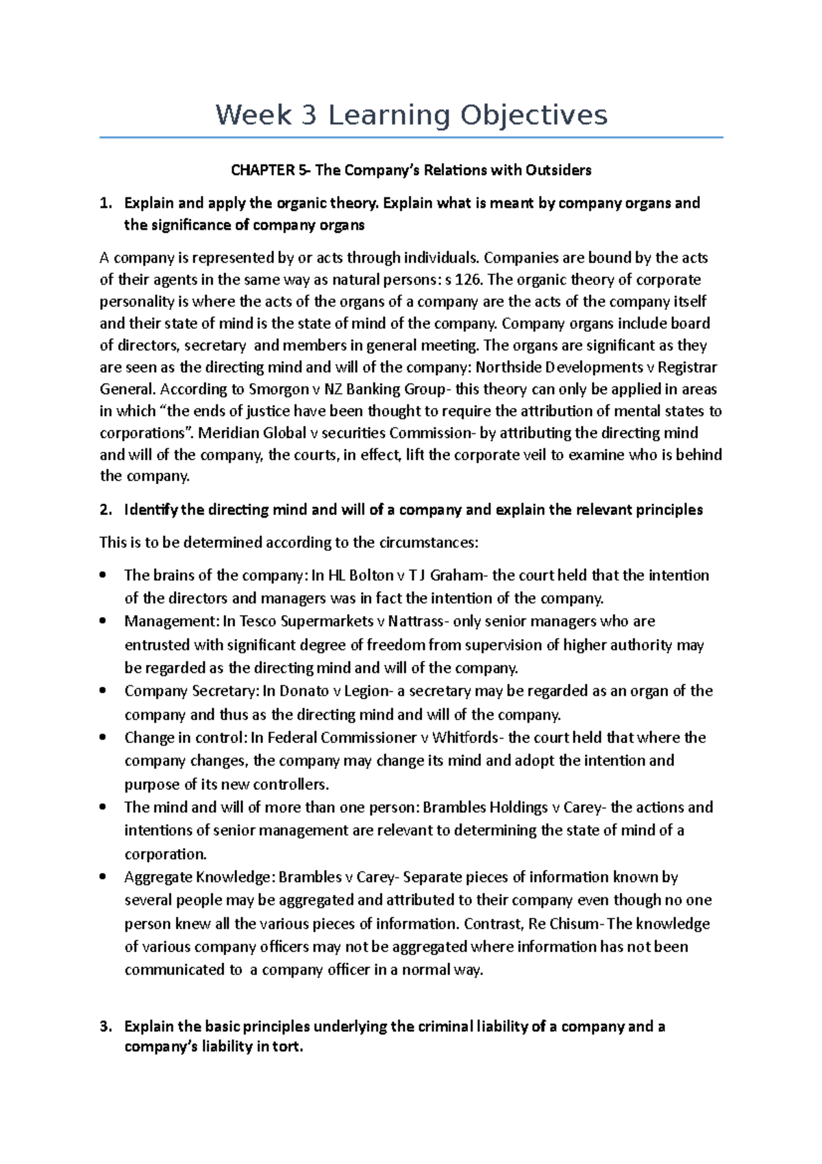 Week 3 learning Objectives - Week 3 Learning Objectives CHAPTER The ...