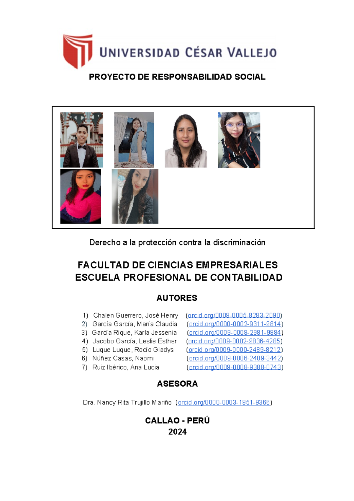 Proyecto DE Responsabilidad Social - PROYECTO DE RESPONSABILIDAD SOCIAL Derecho a la protección ...