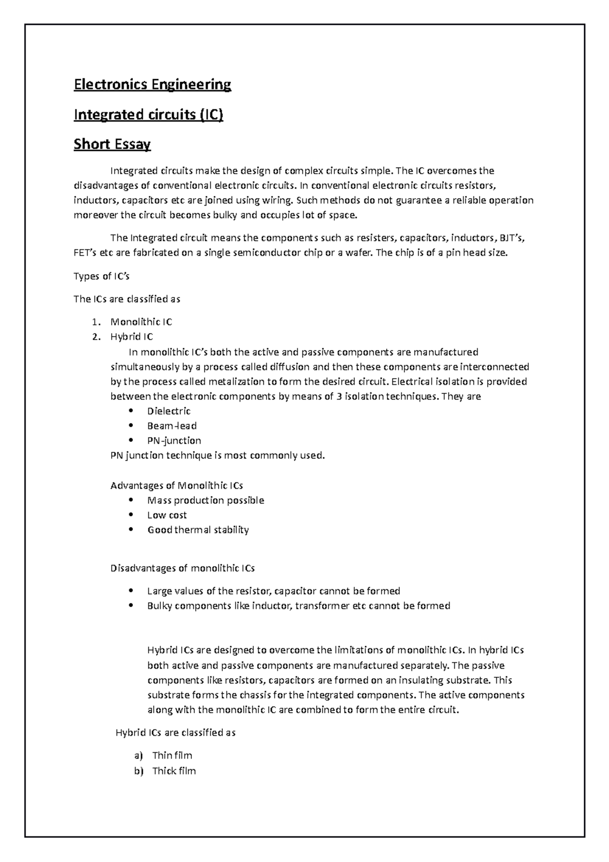 ICs - What are Integrated circuits and the classification ...