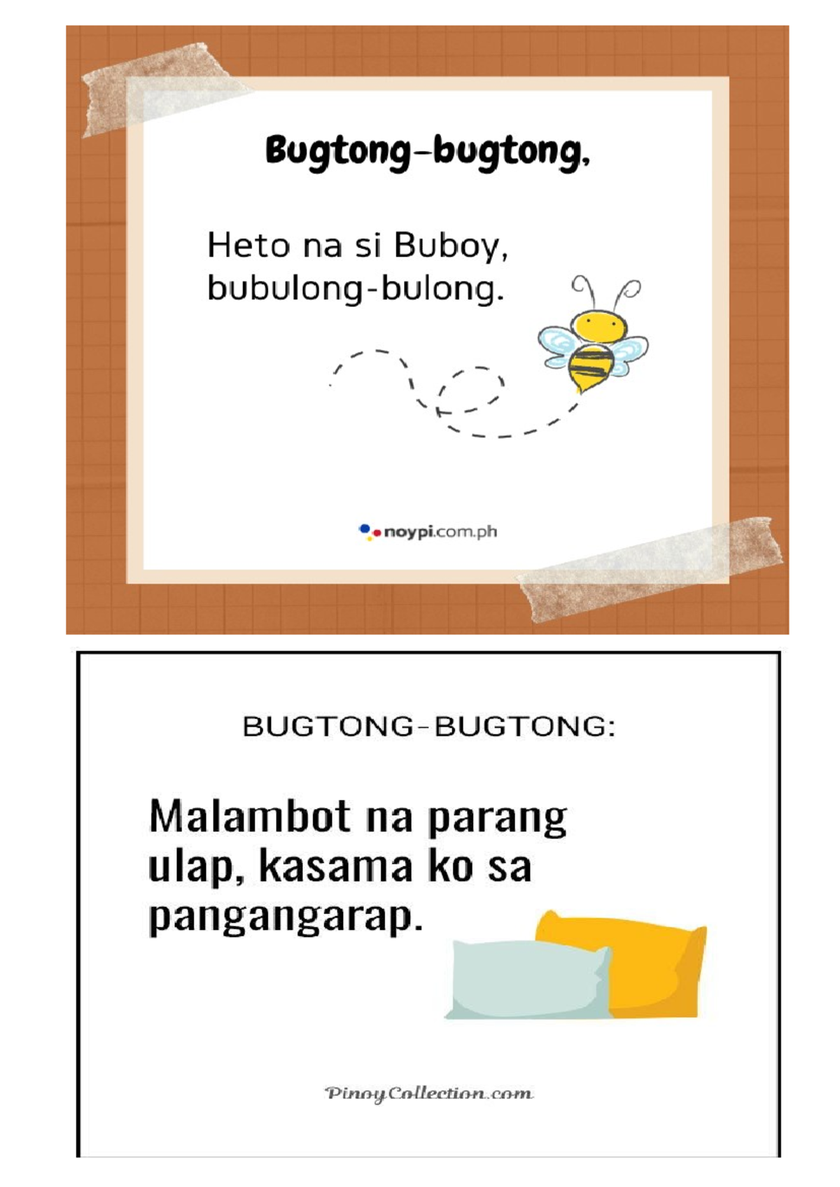 Bugtong - N/A - Heto na si Buboy, noypi.com Malambot na parang ulap ...
