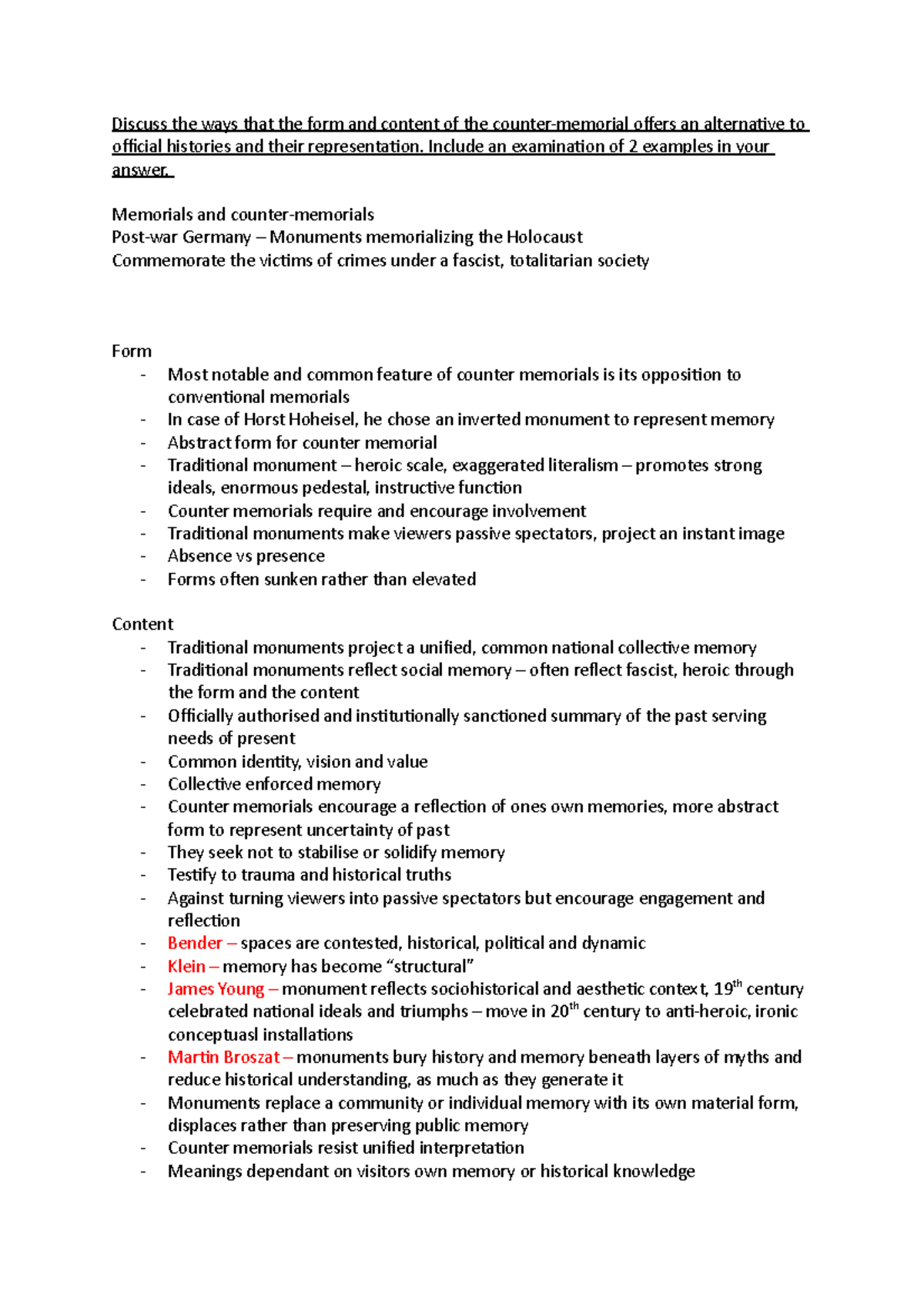Essay plan - Discuss the ways that the form and content of the counter ...
