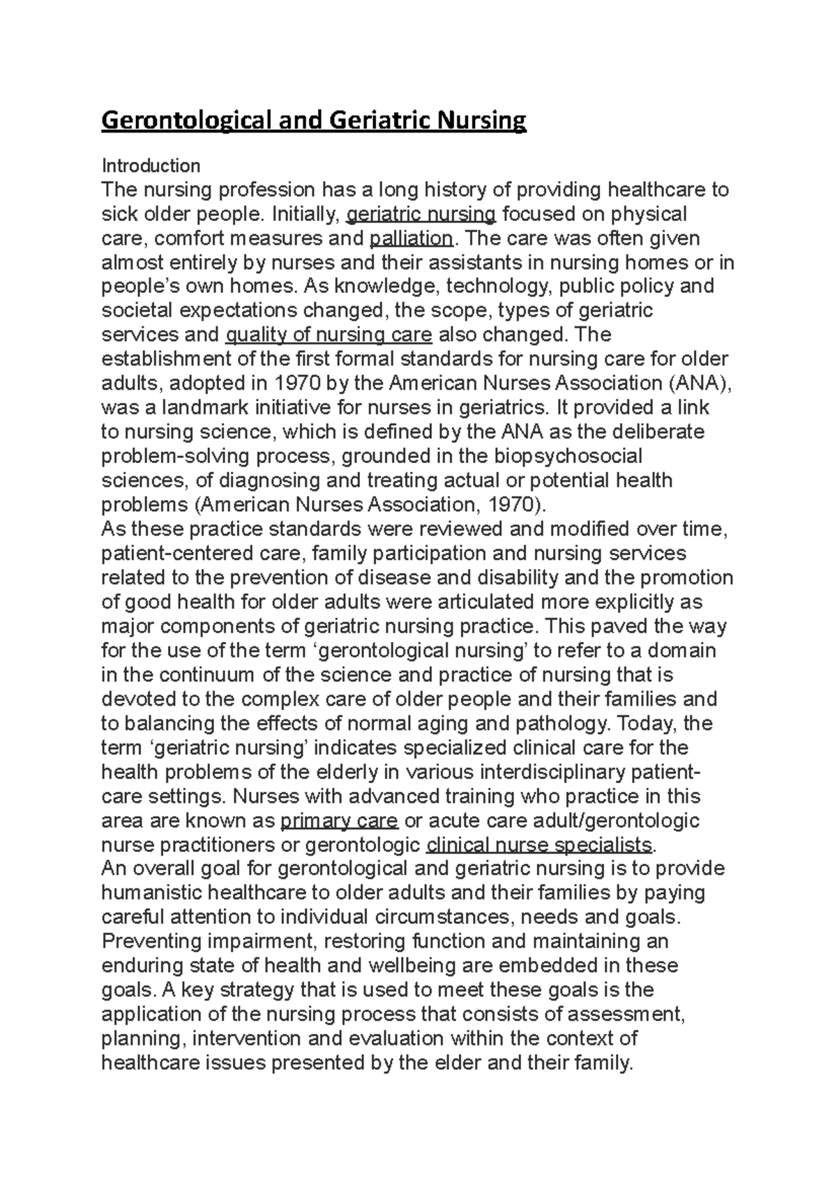 Gerontological and Geriatric Nursing - Gerontological and Geriatric ...