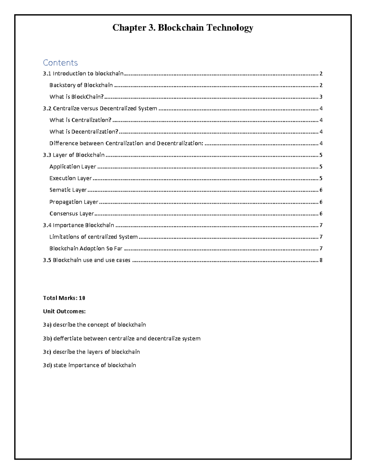 Chapter 3-Blockchain Technology - Contents 3 Introduction to blockchain - Studocu