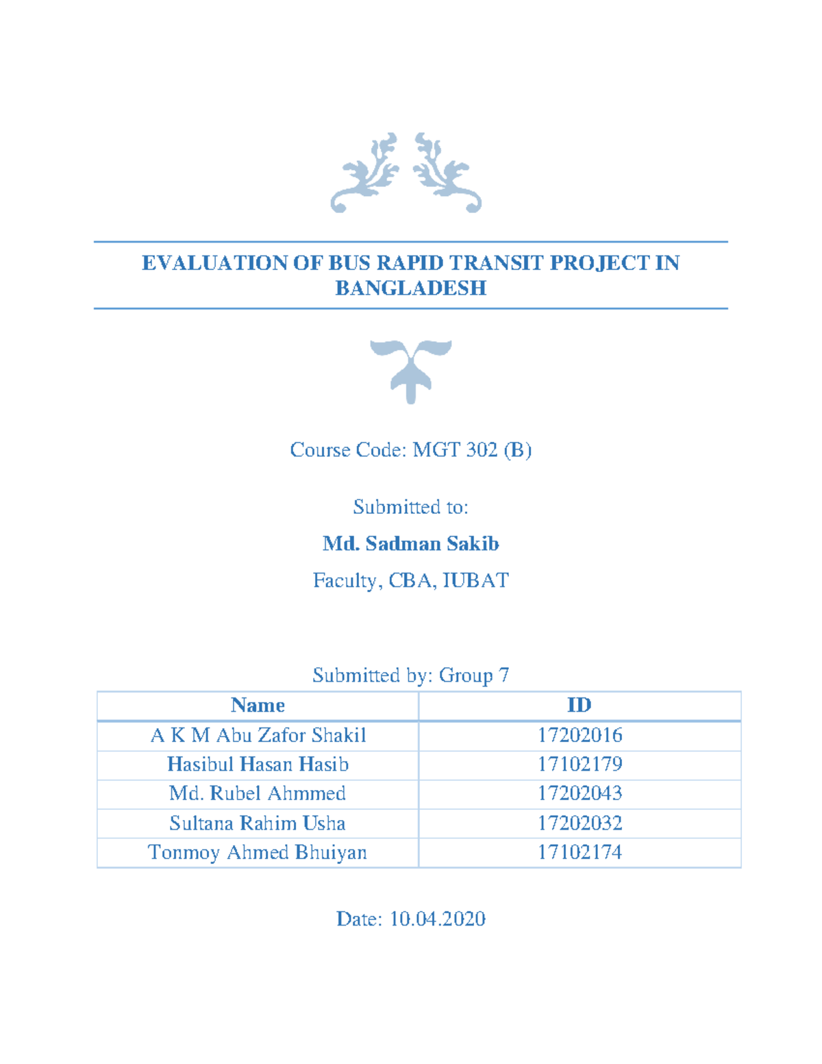 EVALUATION OF BUS RAPID TRANSIT PROJECT IN BANGLADESH - EVALUATION OF ...