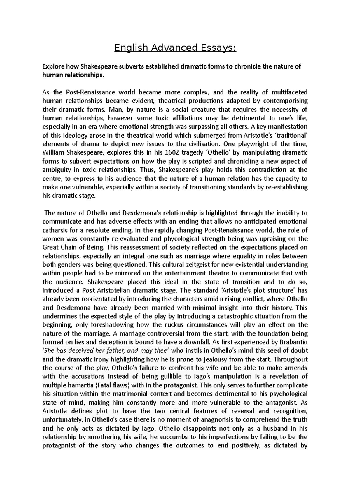 English Advanced Essays - English Advanced Essays: Explore how ...