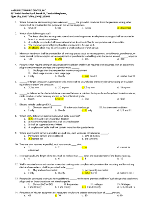 Rme Pec Exam Questions - Reviewer - RME PHIL. ELECTRICAL CODE EXAM PART ...