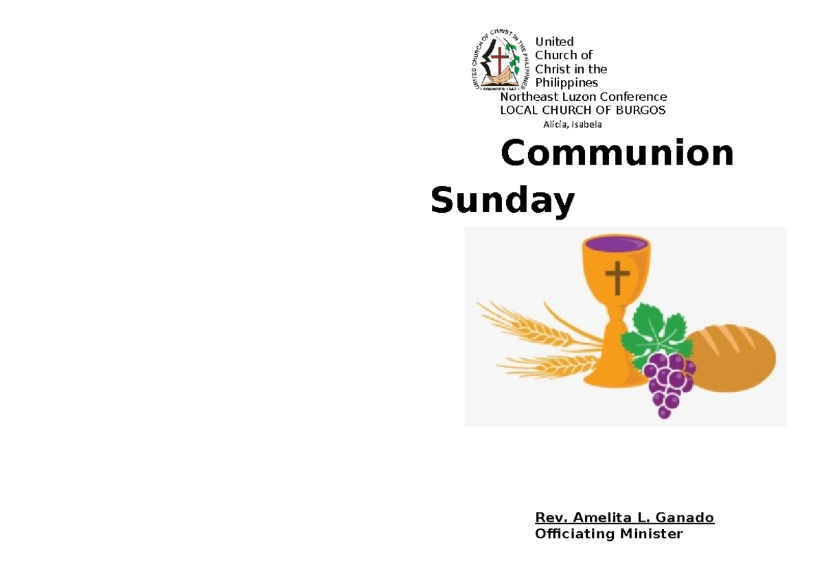 Communion sunday - United Church of Christ in the Philippines Northeast ...
