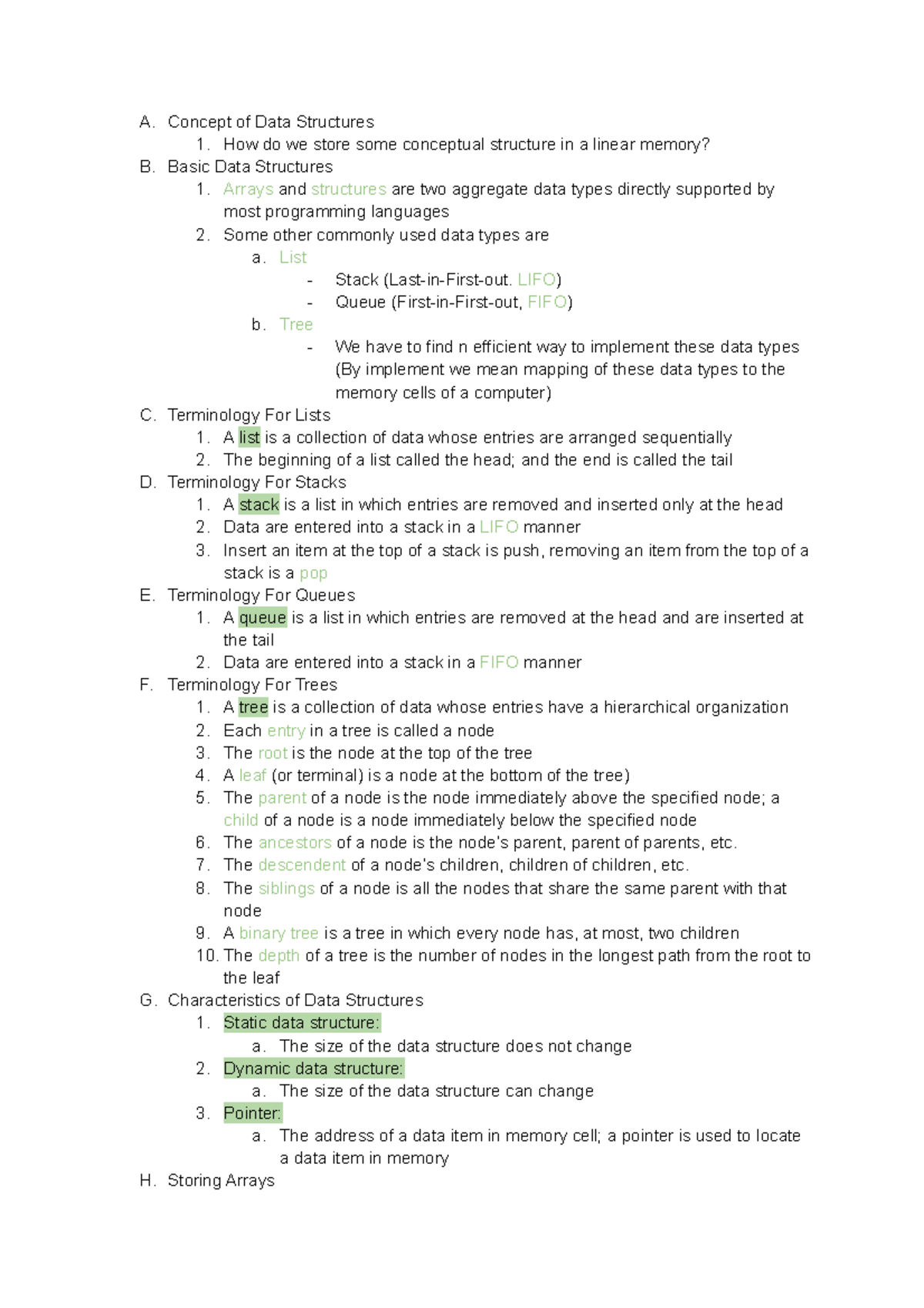 Construct of Data Structures - A. Concept of Data Structures 1. How do ...