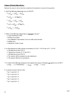 Chapter 19 Pretest Electron Transfer Odds Kz with key - Indicate the ...
