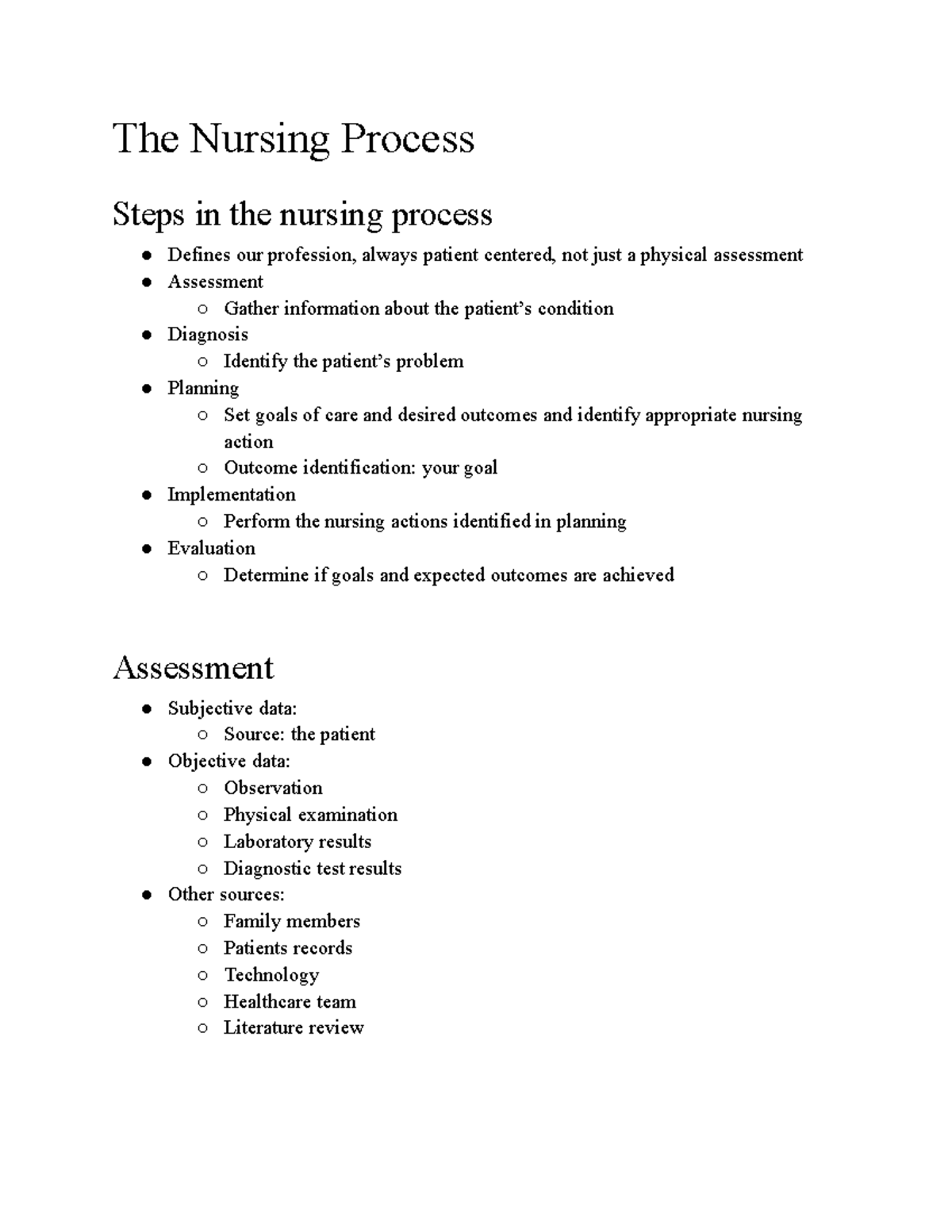 The nursing process - Professor Bacha - The Nursing Process Steps in ...