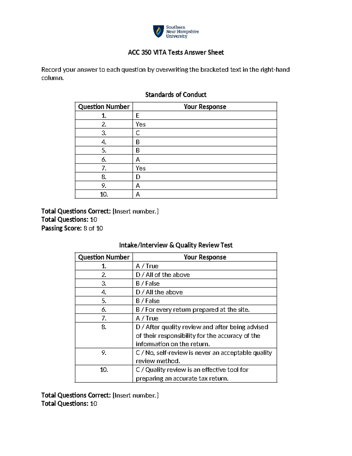 ACC 350 VITA Tests Answer Sheet - ACC 350 VITA Tests Answer Sheet ...
