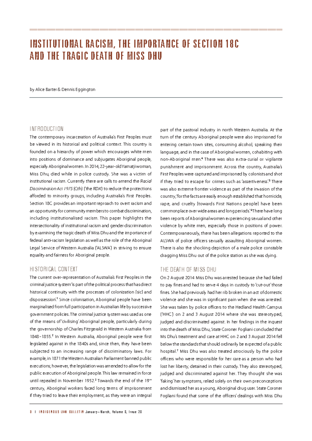 Institutional Racism, THE Importance OF Section 18C AND THE Tragic ...