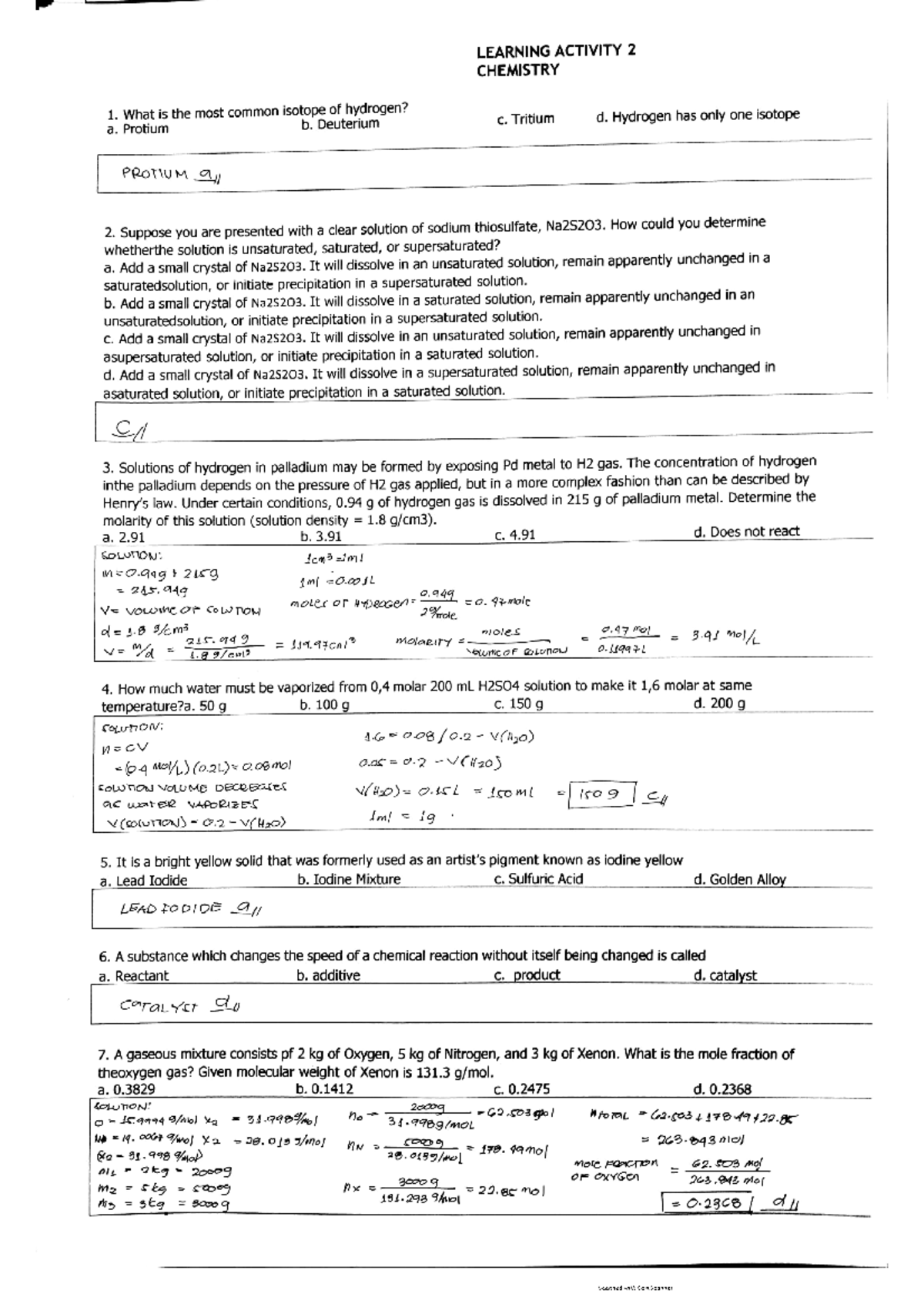 Chemistry LA 2.ESAS part 1 - BS Electrical Engineering - Studocu