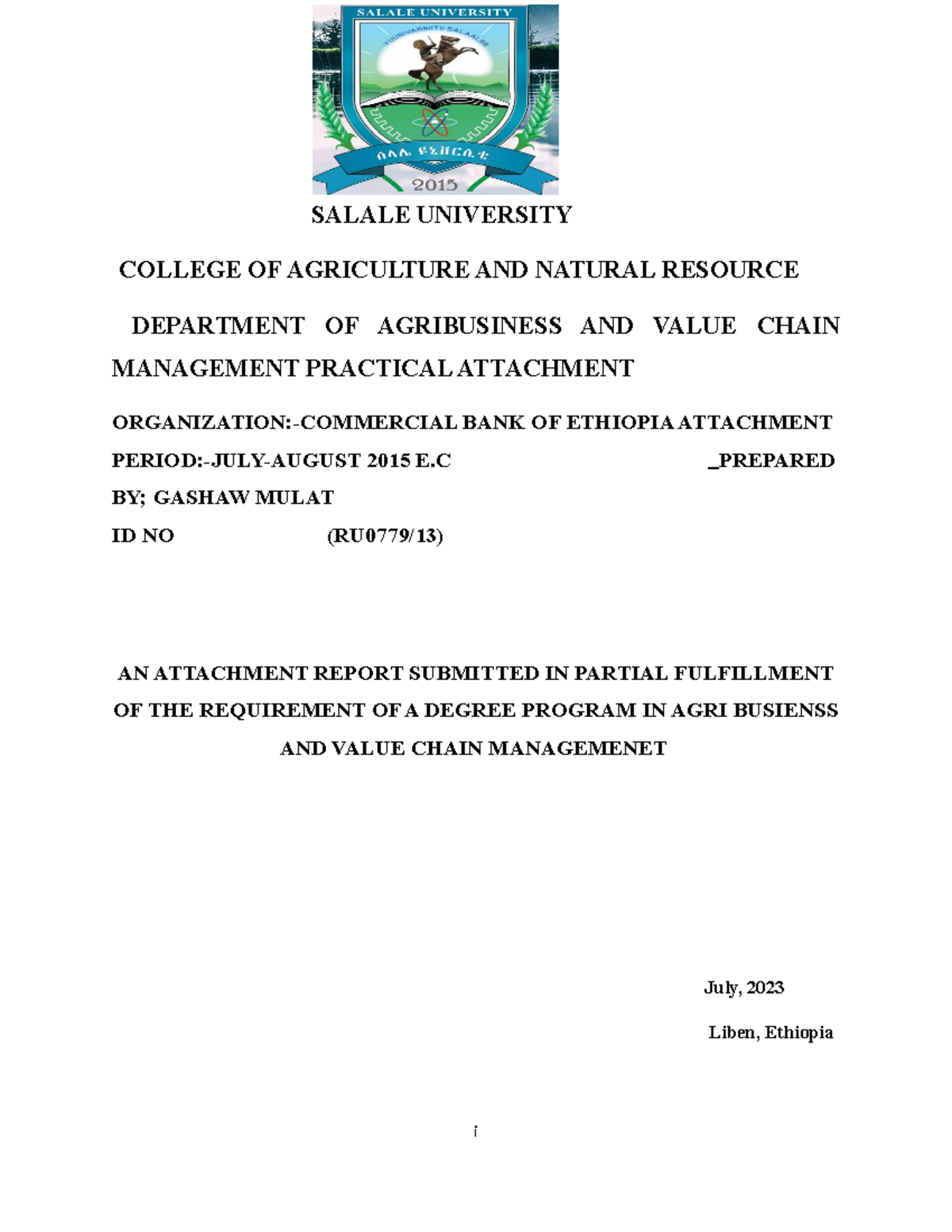 Gashaw Practical - for research - SALALE UNIVERSITY COLLEGE OF ...