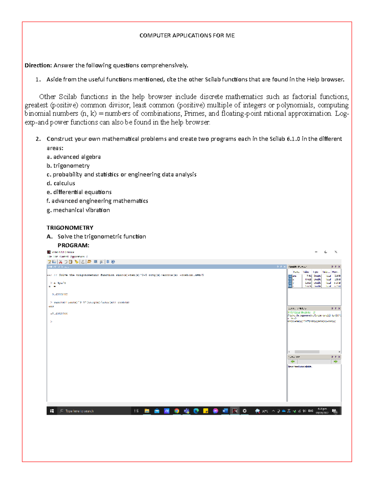 Computer Application 2 - Direction: Answer the following questions ...