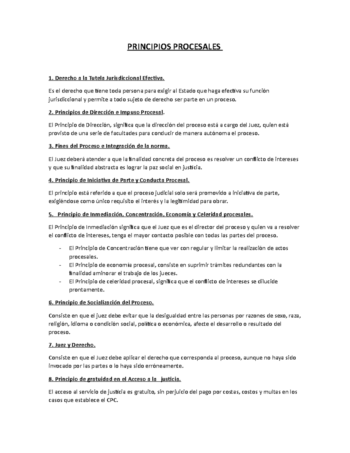 Principios Procesales - PRINCIPIOS PROCESALES Derecho a la Tutela ...