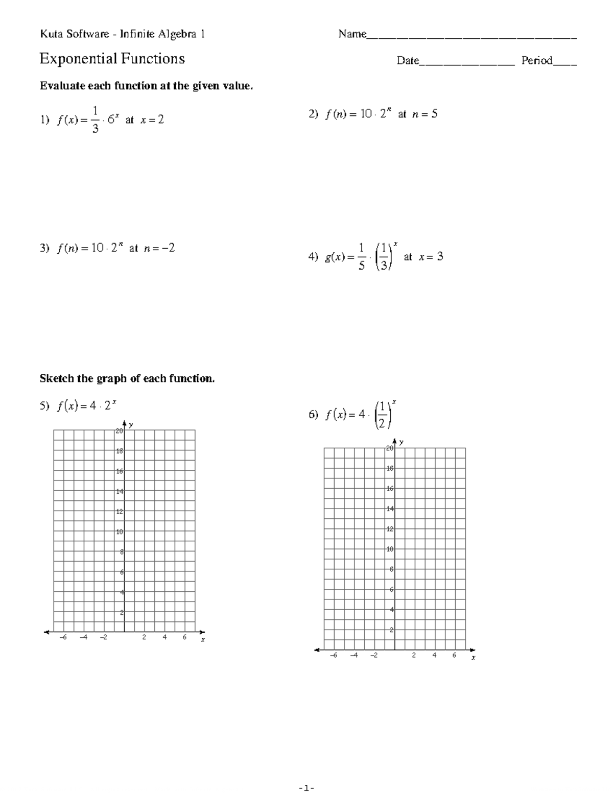 Exponential Functions-College Algebra - ©C 0290 x 1 P 2 E lKkuttZaD ...
