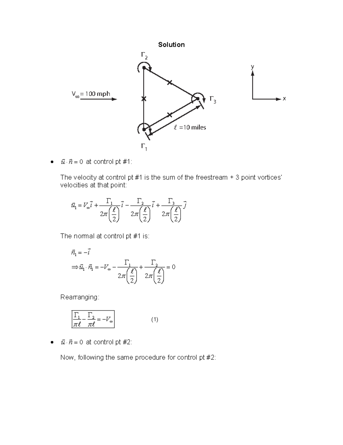 Kutta Condition Solution - Solution u ⋅ n= 0 K K at control pt #1: The ...