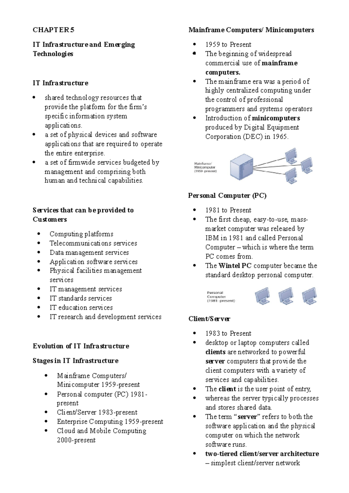 AIS 6 CH5&6 - CHAPTER 5 IT Infrastructure and Emerging Technologies IT ...
