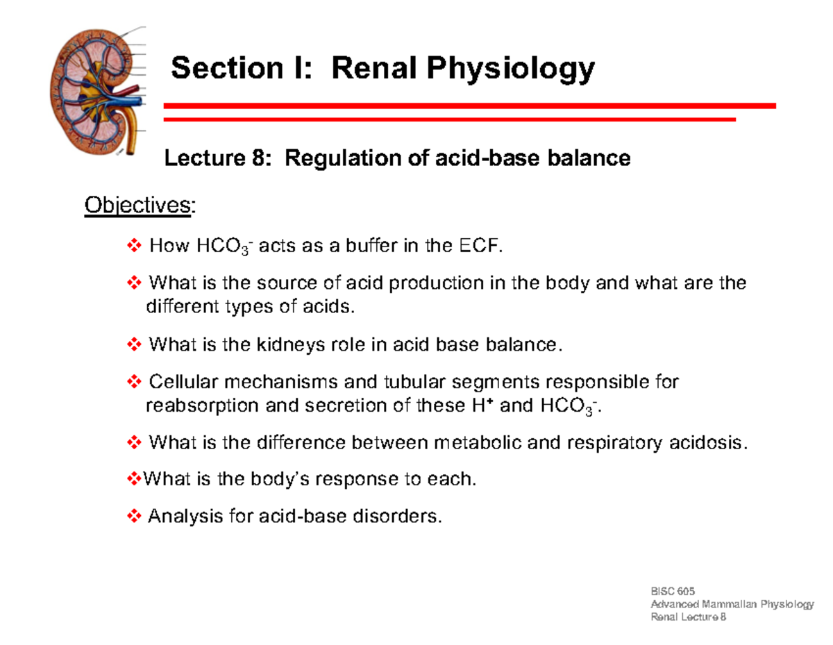 8. Regulation of Acid-Base Balance - BISC 605 Advanced Mammalian ...