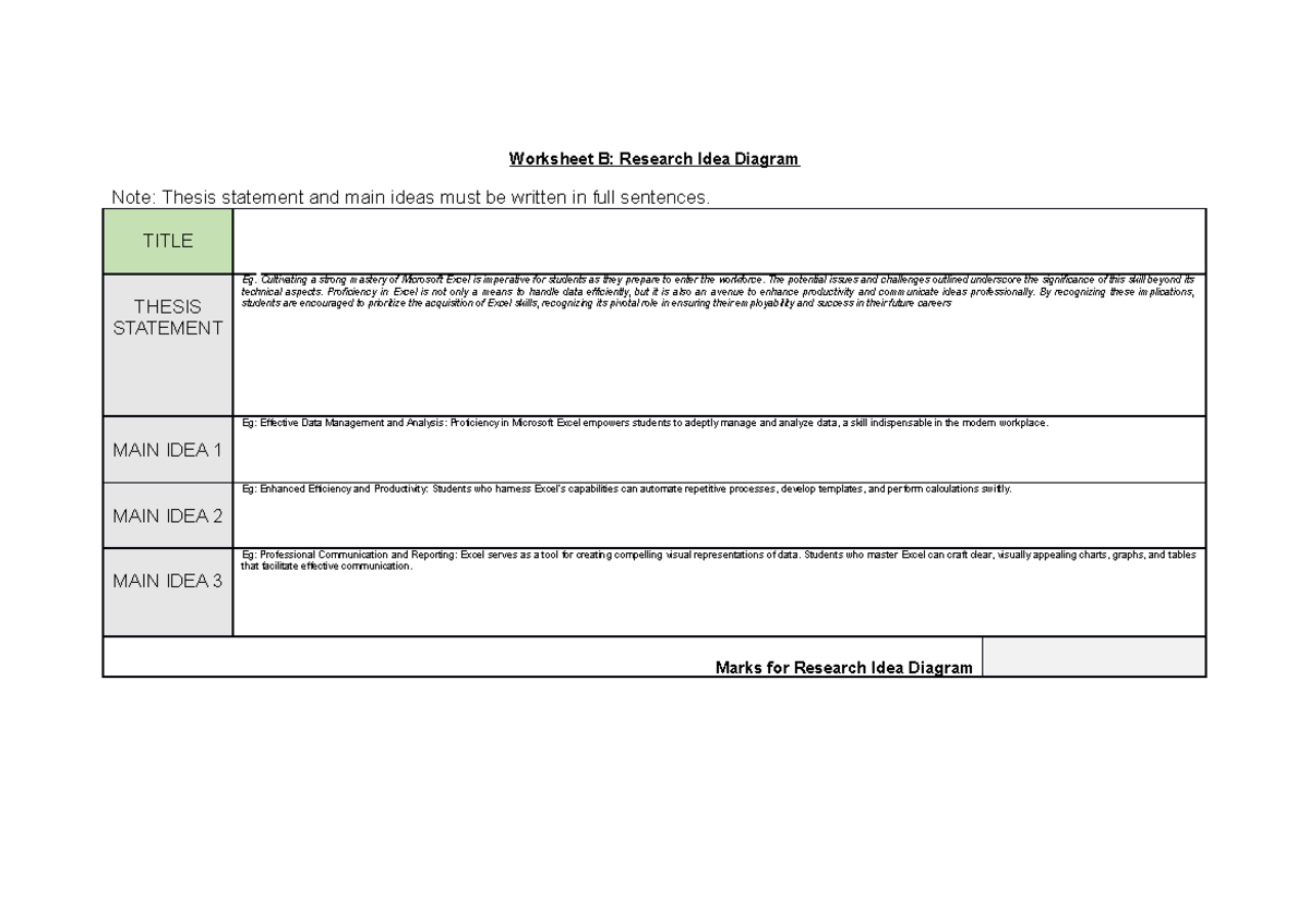 Worksheet B - Research Idea Diagram - Worksheet B: Research Idea ...