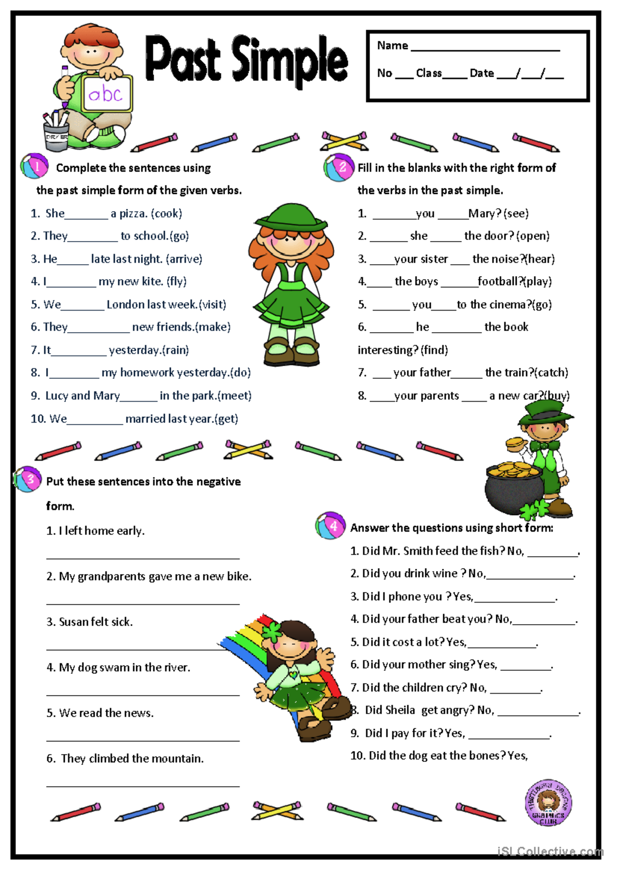 PAST Simple - Let's check - Complete the sentences using the past ...