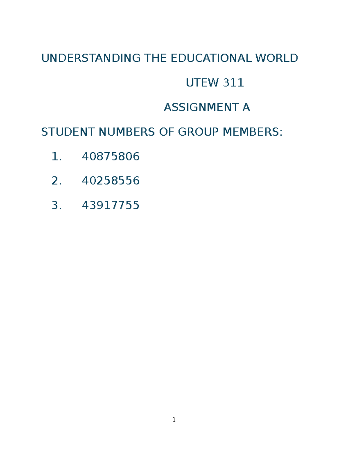 Ubuntu Lesson Plan - ASSIGNMENT - UNDERSTANDING THE EDUCATIONAL WORLD ...