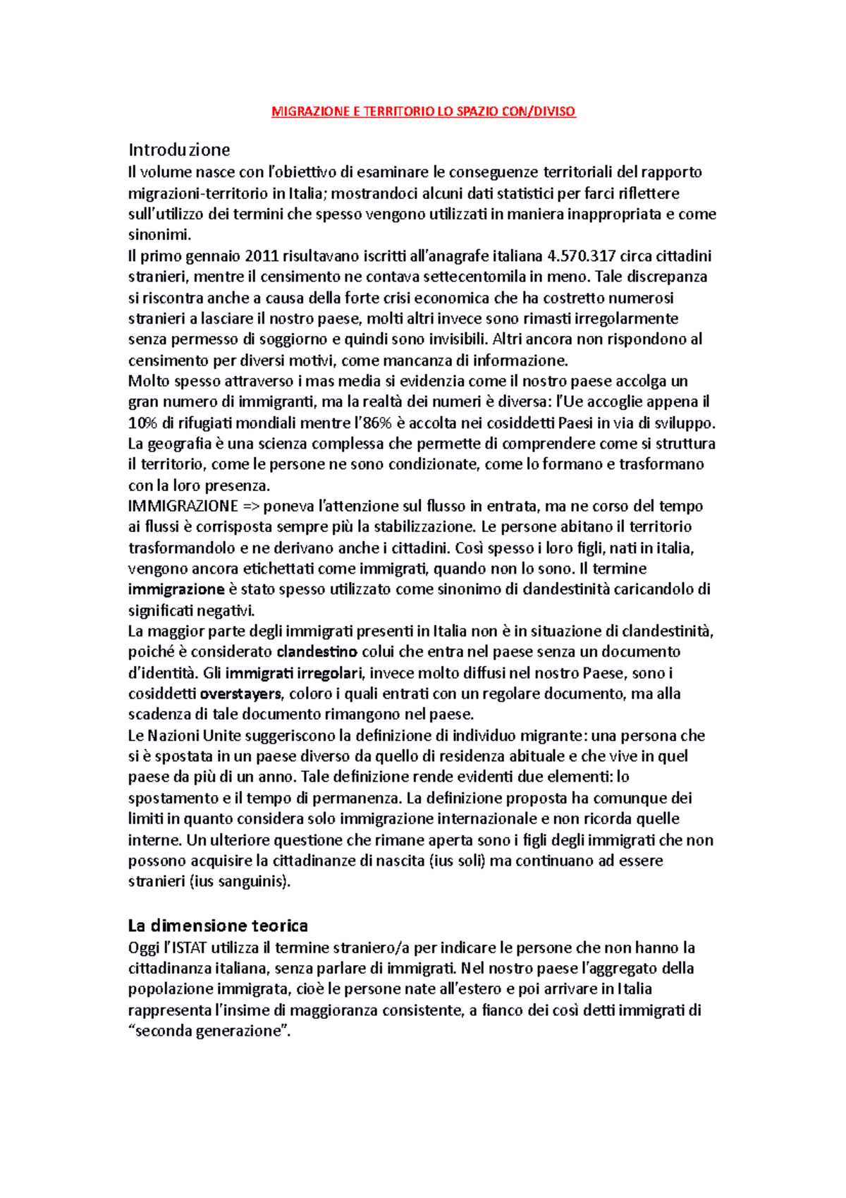 Migrazione e territorio lo spazio condiviso. Flavia Cristaldi ...