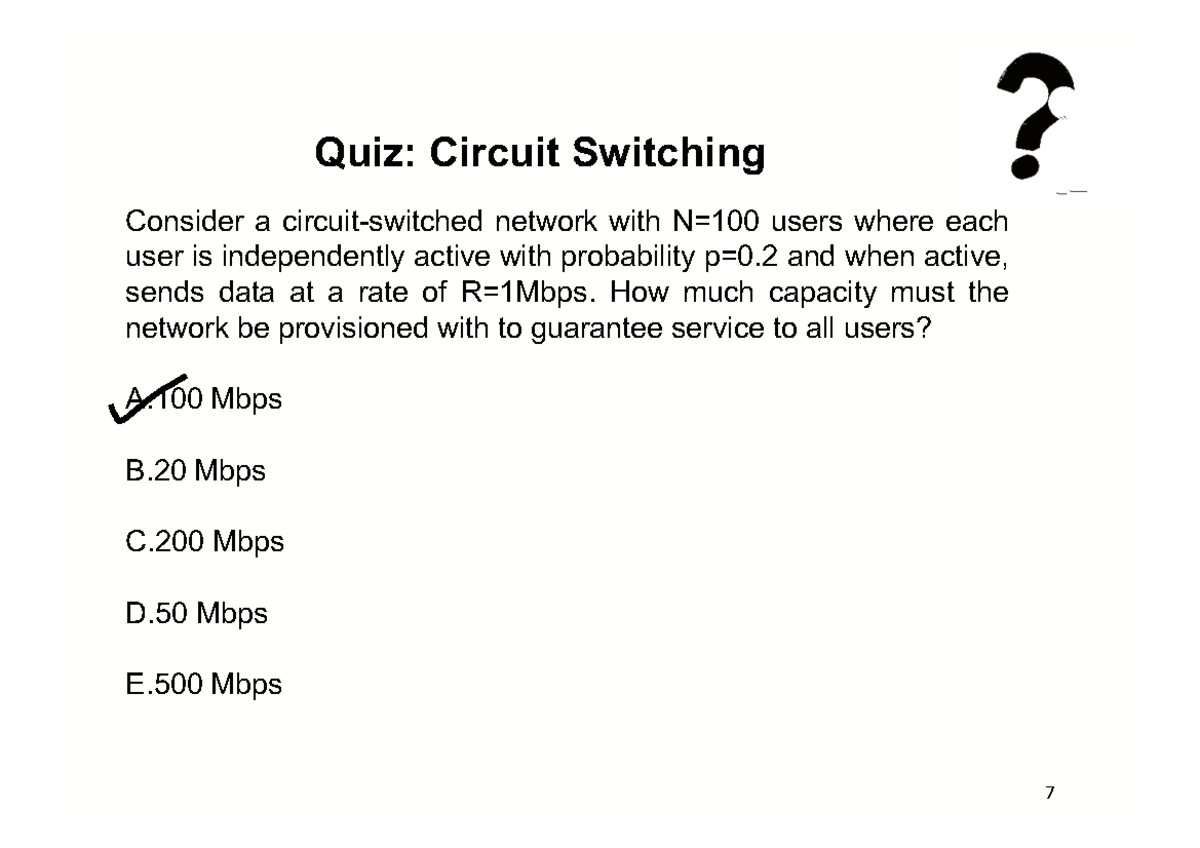 2 - COMP3331 - Quiz: Circuit Switching Consider a circuit-switched ...