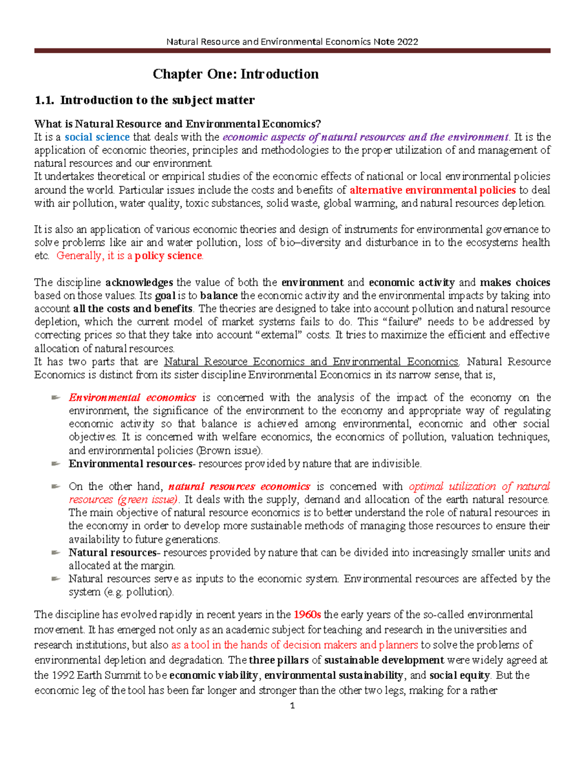 Ch-1 NREE - Environmental and natural resource economics - Chapter One ...