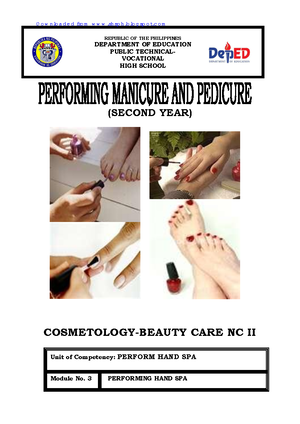 Performing Foot Spa FOR STUDENTS - Unit of competency: PERFORM FOOT SPA ...