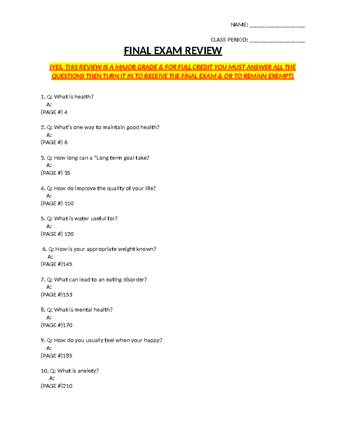 '23+ Final+EXAM+ Review - CLASS PERIOD: __________________ FINAL EXAM ...