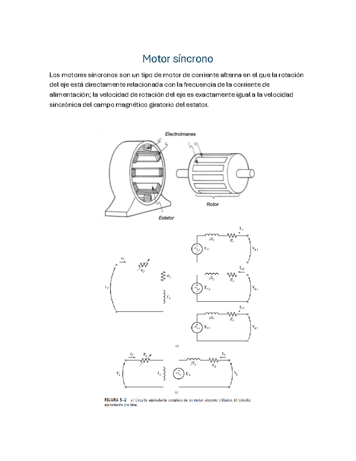 Ayudantia 4 Motor sincrono - Sistemas Electromecanicos - Motor síncrono Los motores síncronos ...