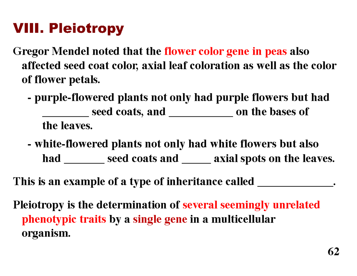 Lecture 2 biol - BIOLOGY PLEITROPY - Pleiotropy is the determination of ...