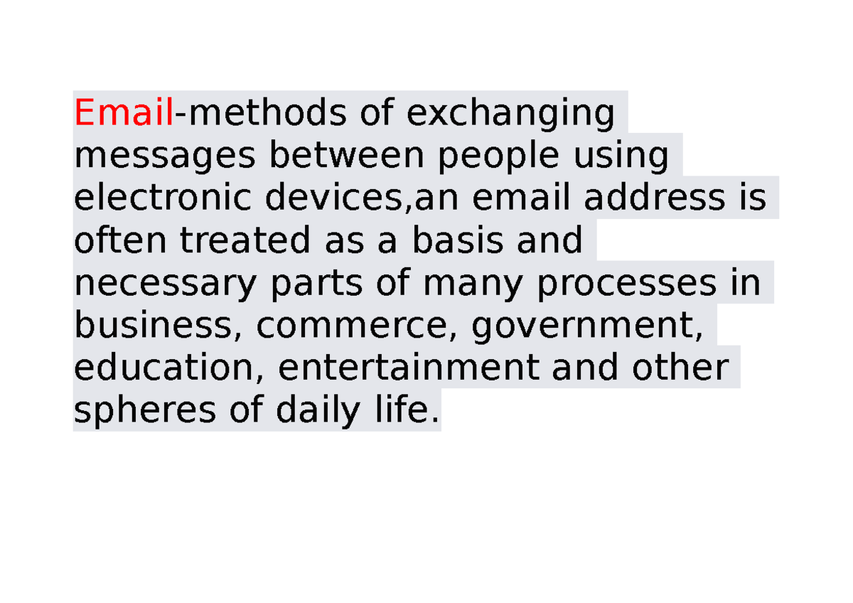 Basic computer skills and meanings - Email-methods of exchanging ...