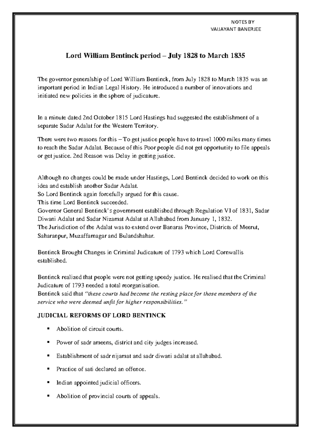 Lord-william-bentinck - VAIJAYANT BANERJEE Lord William Bentinck period ...