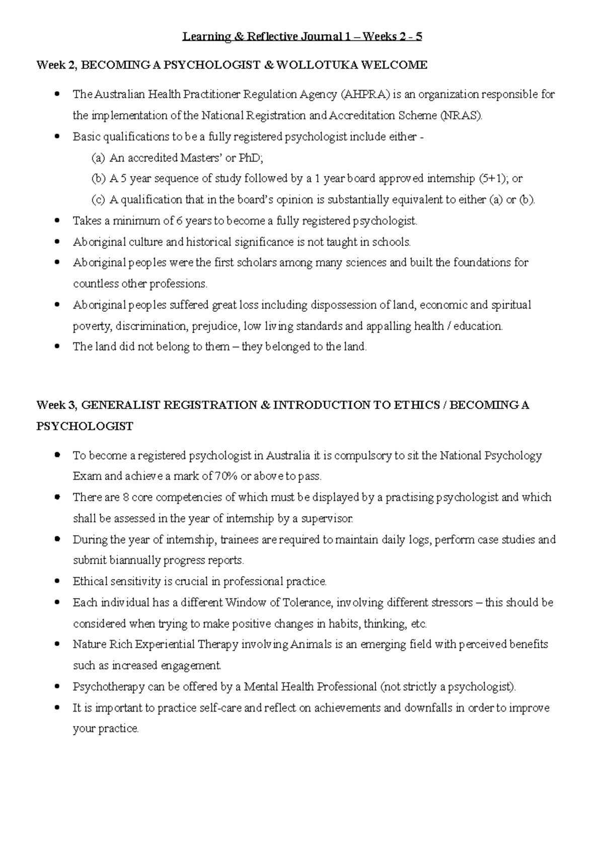Learning & Reflection Journal 1 - Learning & Reflective Journal 1 ...