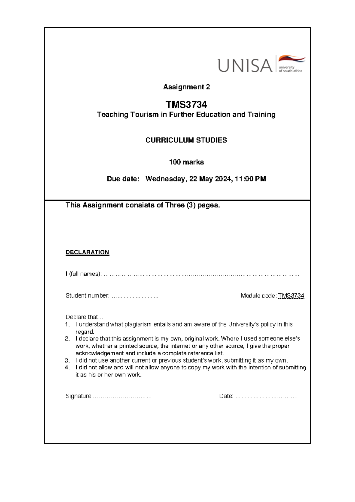 Assignment 2 Planning a fieldtrip - Assignment 2 TMS373 4 Teaching ...