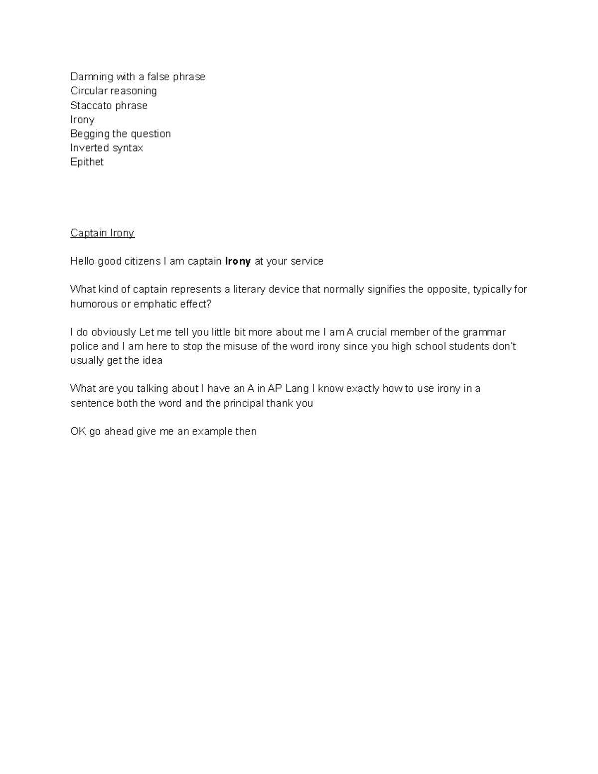 Vocab Skit 7 - Damning with a false phrase Circular reasoning Staccato ...