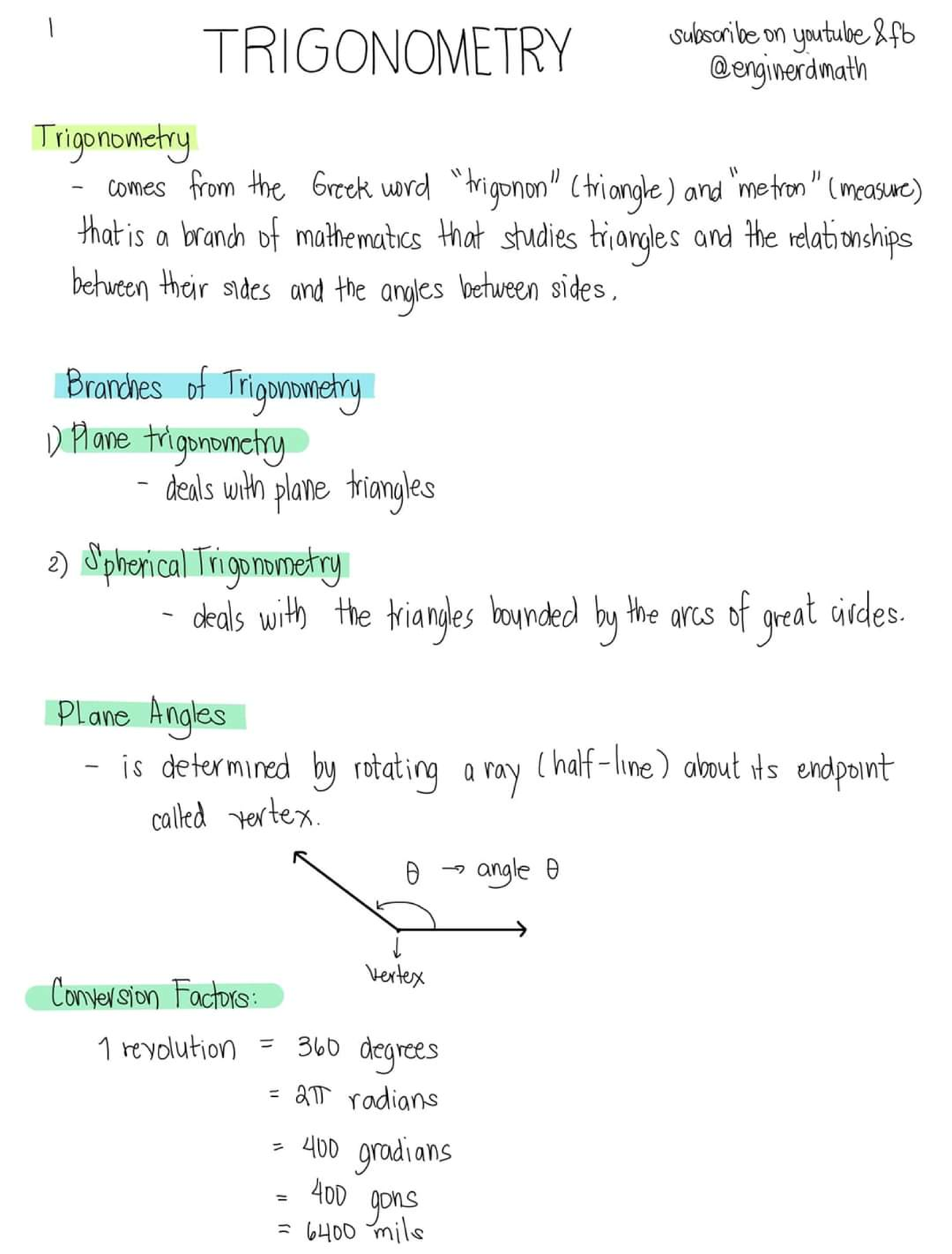 Trigonometry - Engineering- (Electrical) - Studocu