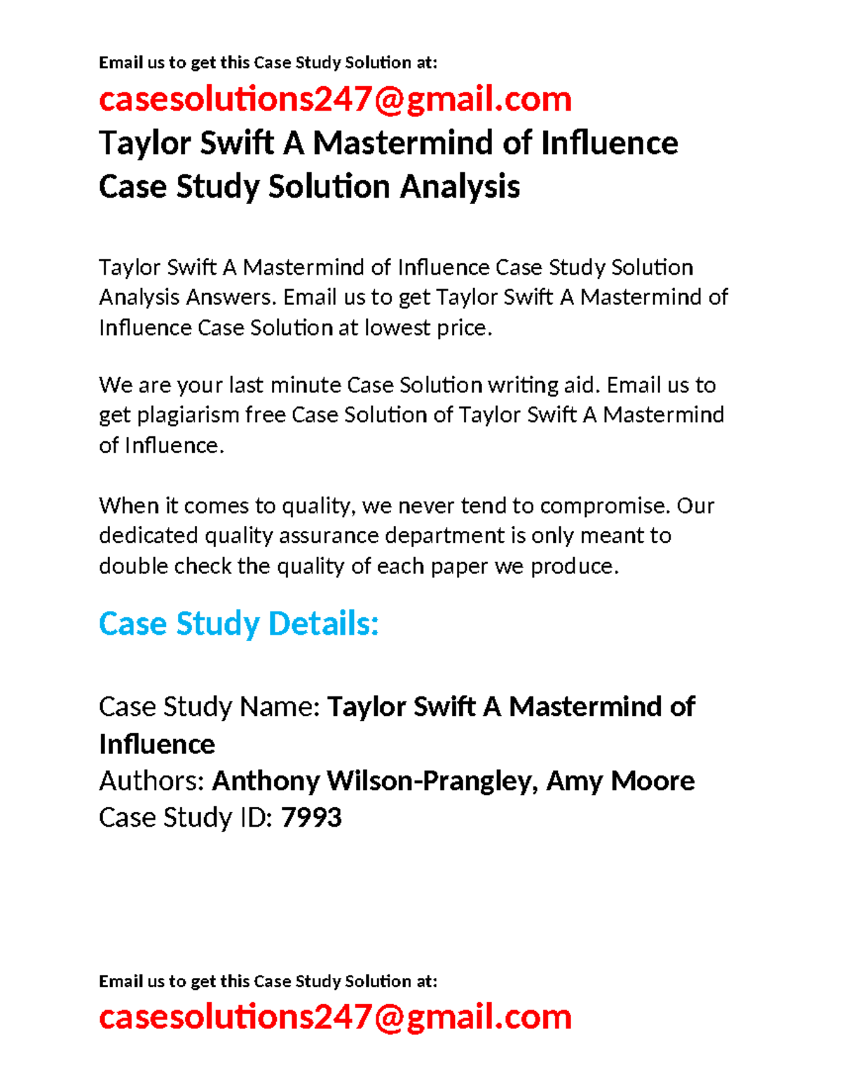 Case Solution Taylor Swift A Mastermind of Influence - Email us to get ...