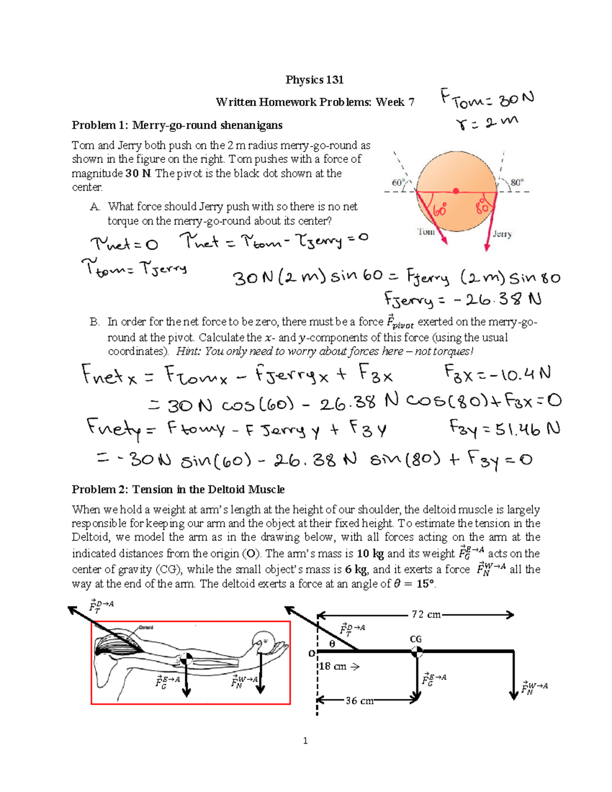 Week7 Torque Written - physics - Physics 131 Written Homework Problems ...