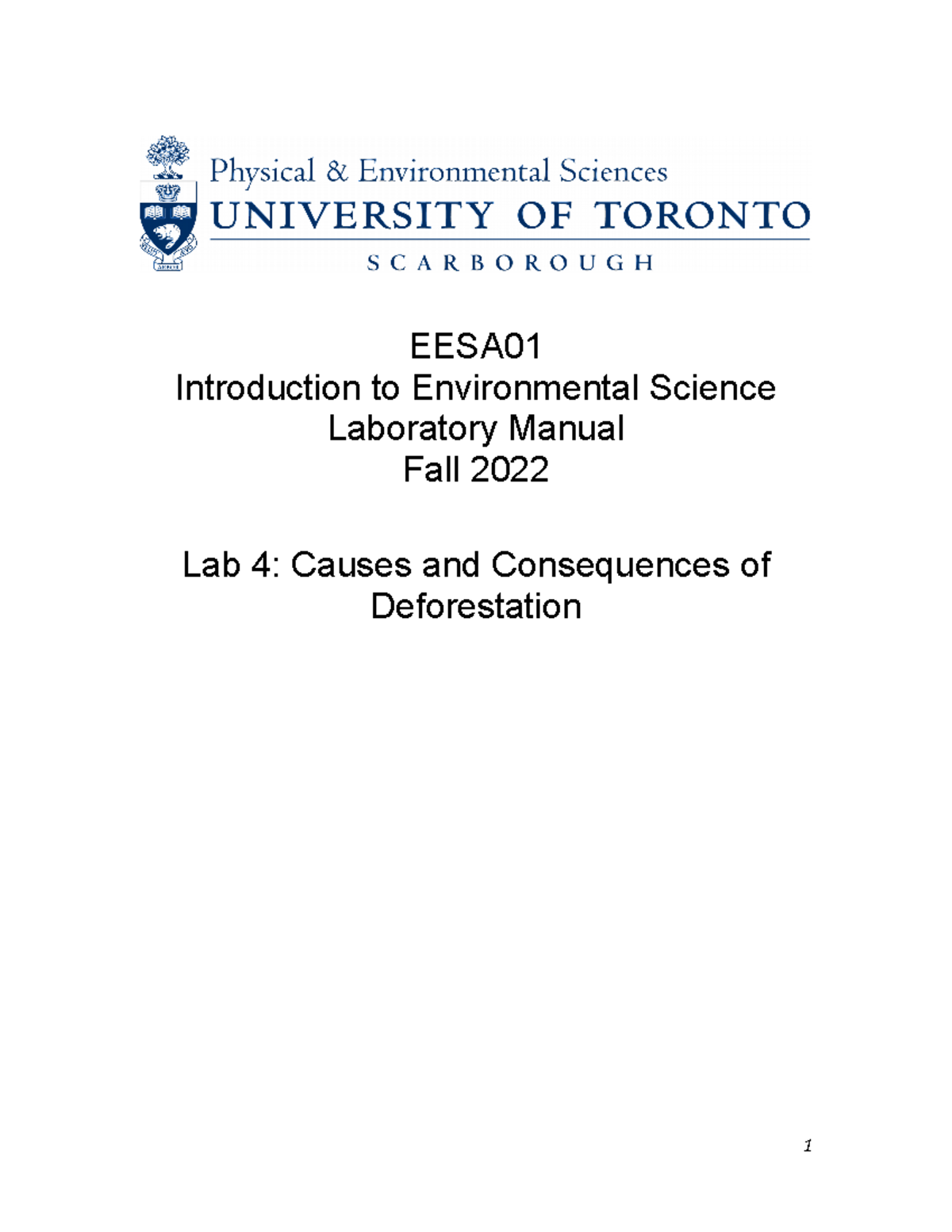 EESA01 Laboratory Manual Lab 4 Deforestation - EESA Introduction to ...