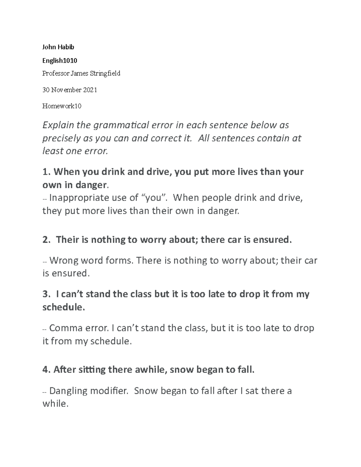 Homework 10 - Final paper - John Habib English Professor James ...