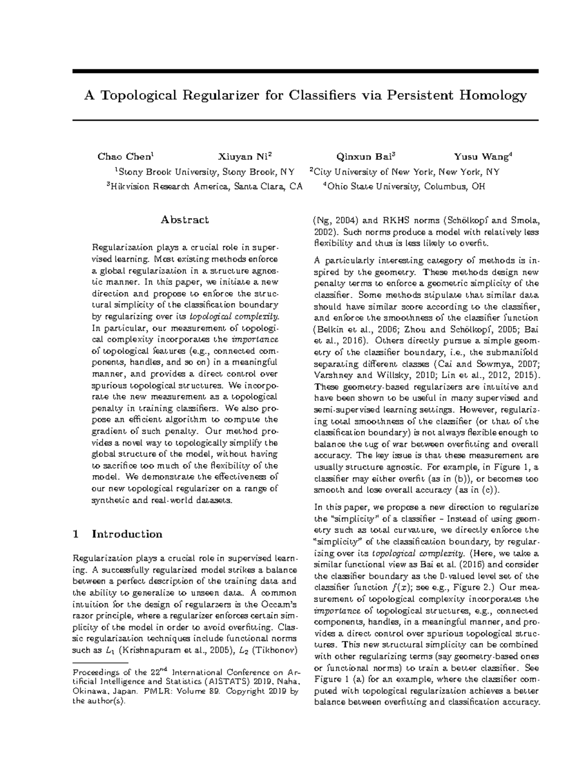 2019-chen-AIS - Nknkjsds - Chao Chen 1 Xiuyan Ni 2 Qinxun Bai 3 Yusu ...