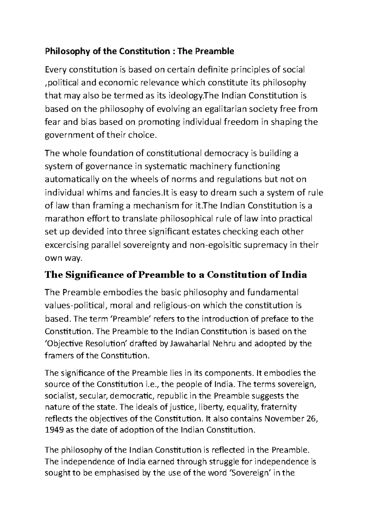 Philosophy of the Constitution ;Premable - Philosophy of the ...