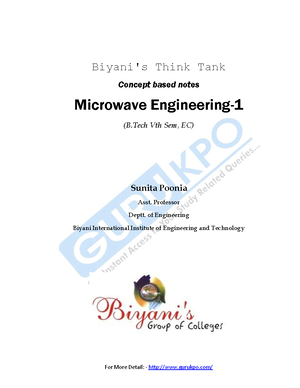 Ame unit 1 - Ame unit 1 notes - Antenna and Microwave Engineering - Studocu