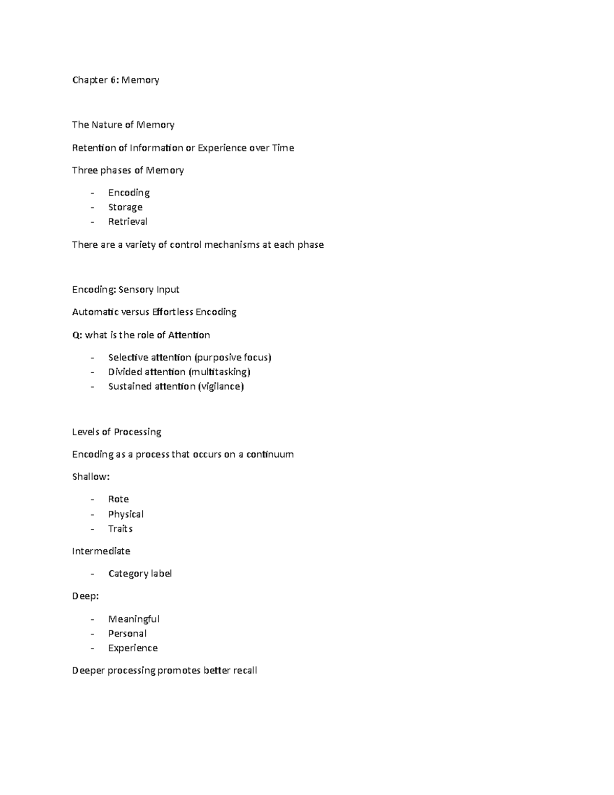 Chapter 6 - Memory - Professor Polumbo - Chapter 6: Memory The Nature of Memory Retention of ...