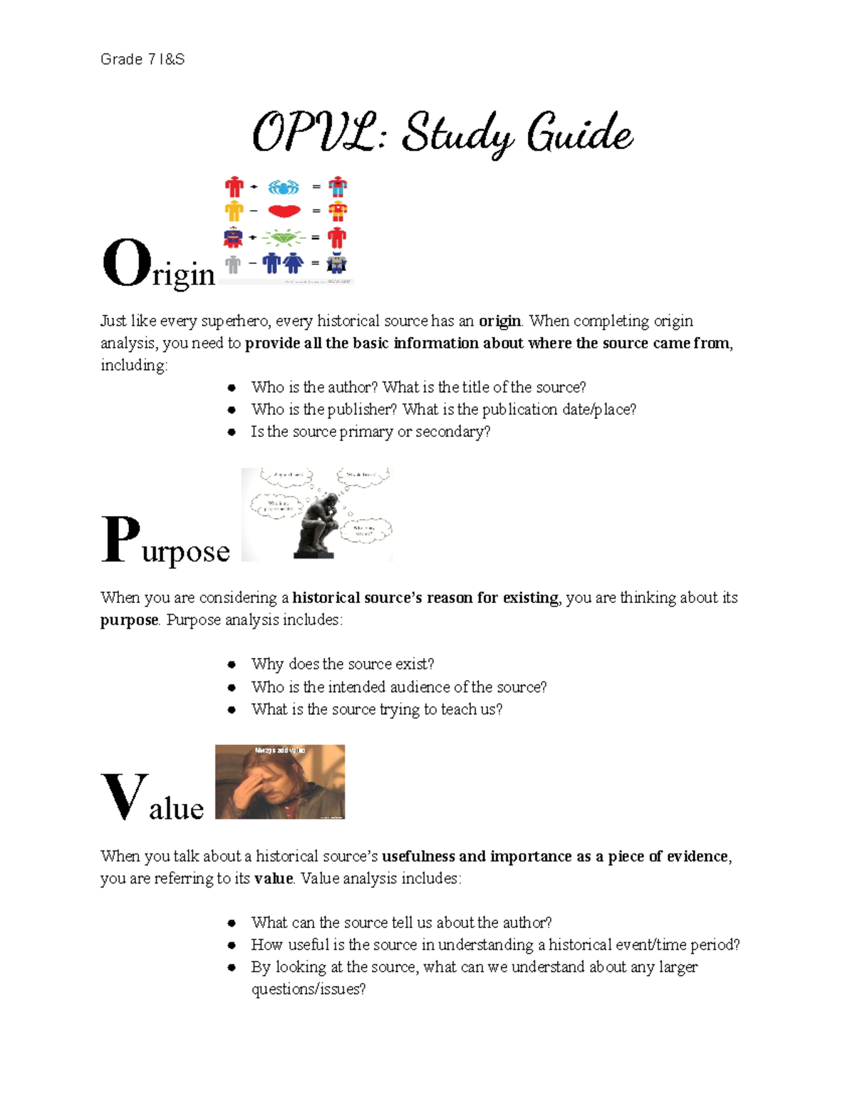 OPVL: Study Guide - This will help with the studies - Grade 7 I&S OPVL ...