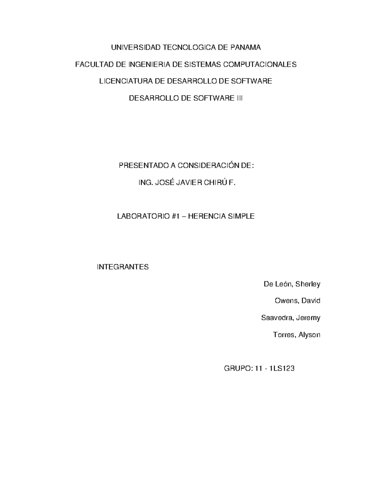 Laboratorio#1 Grupo#11 Dsiii - UNIVERSIDAD TECNOLOGICA DE PANAMA FACULTAD DE INGENIERIA DE ...